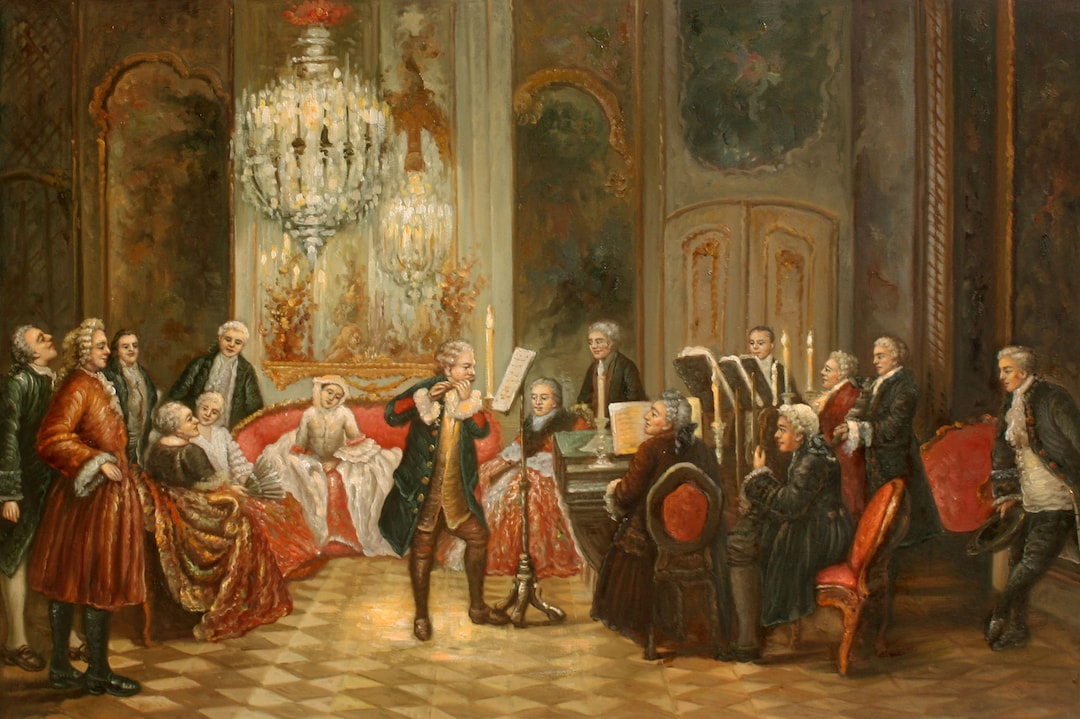 Adolph Menzel Frederick the Great Playing the Flute at Sanssouci Flute Concerto by Frederick the ...