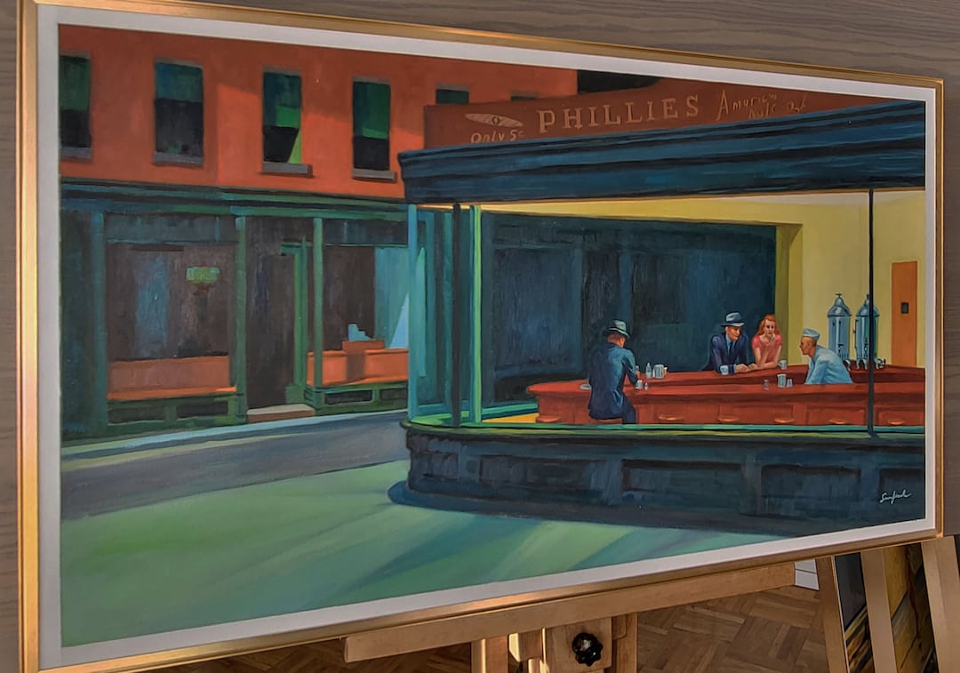 Edward Hopper Nighthawks Night Owls HANDMADE Oil on Canvas Oil on ...