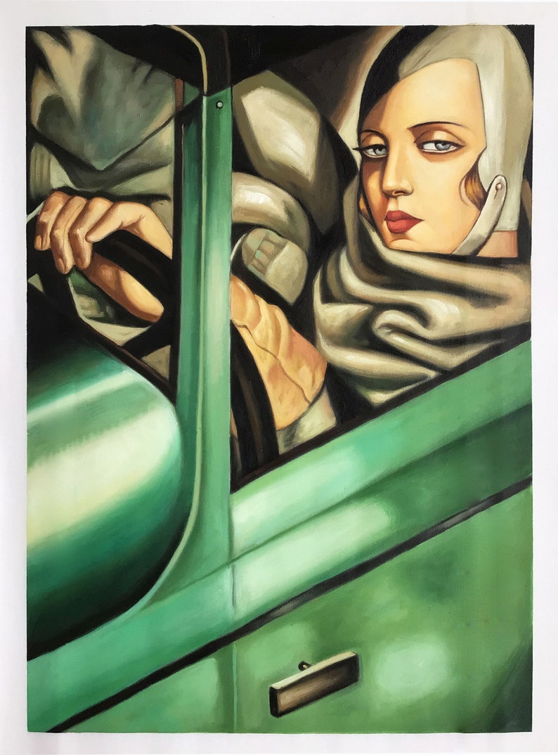 Tamara De Lempicka Selfportrait in the Green Bugatti 50 X 70 Cm & 60 X ...