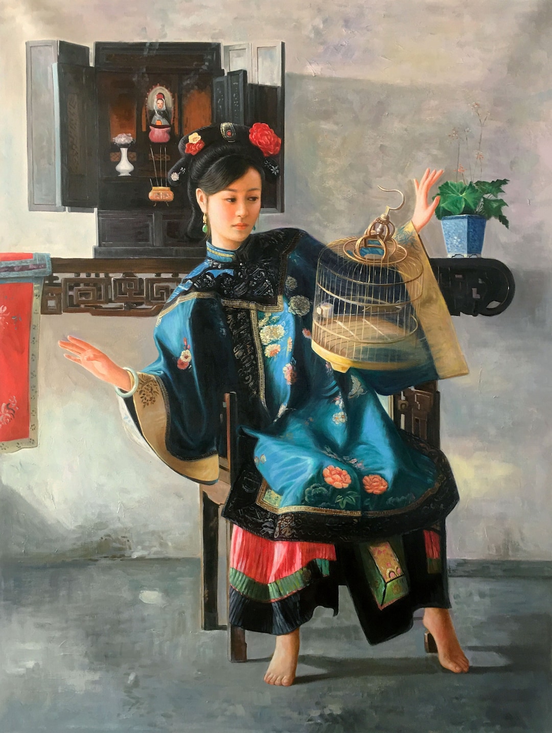 Mingyue Wang Heterometric Space 36x48, 90x120cm HANDMADE Reproduction Oil on Canvas Handarbeit ...