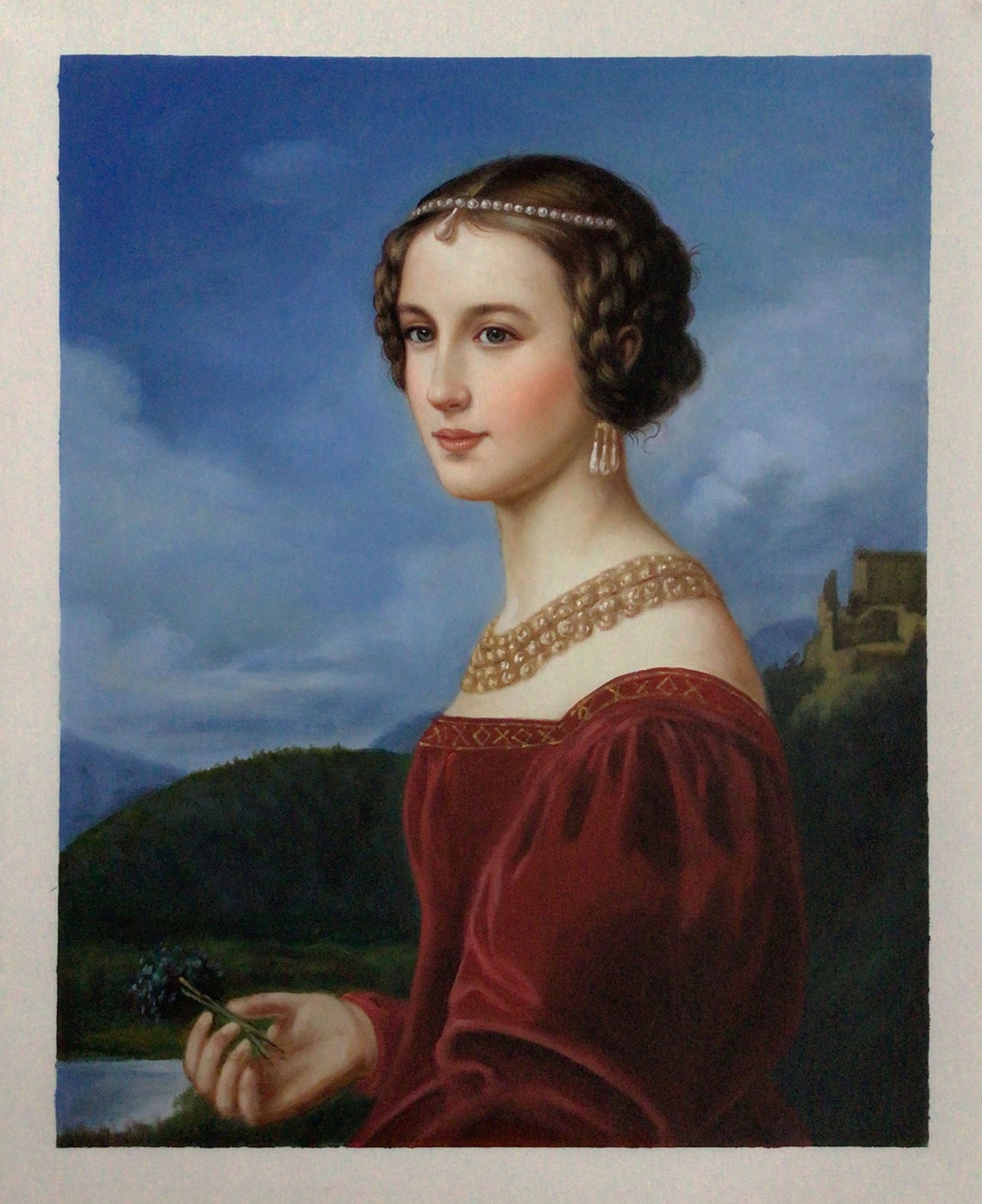 Joseph Stieler - Portrait of Cornelia Vetterlein 40 X 50 Cm HANDMADE ...