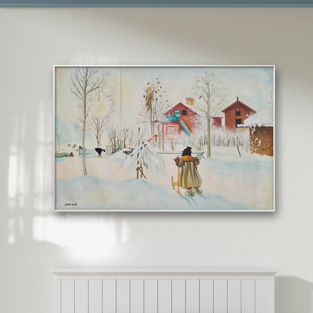 Carl Larsson the Farm and the Washhouse 24x36, 60 X 90 Cm Snow Snow ...