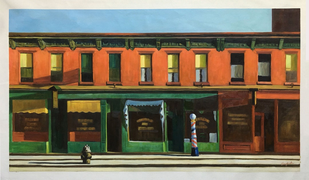 EH, Early Sunday Morning 55 X 100 Cm HANDMADE Oil on Canvas Oil on ...