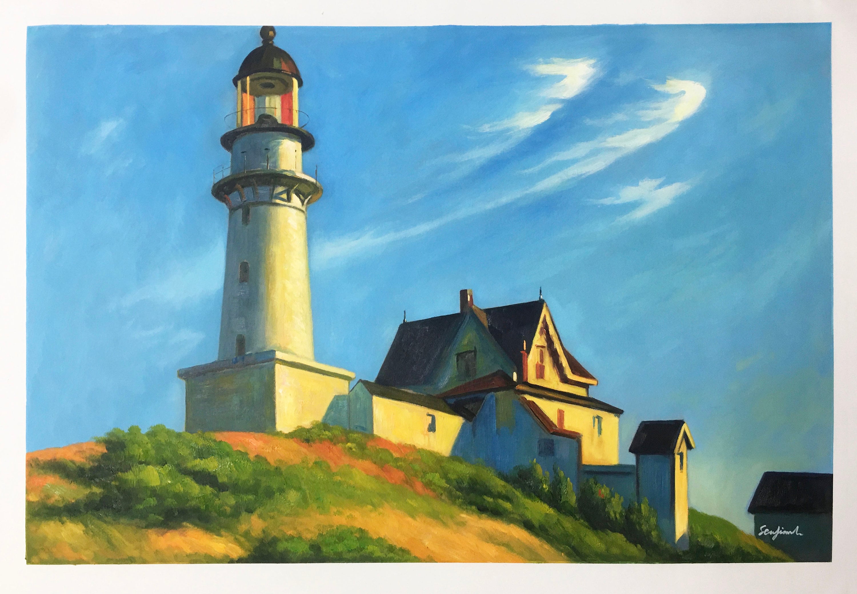Edward Hopper the Lighthouse at Two Lights 60 X 90 Cm HANDMADE Oil on ...