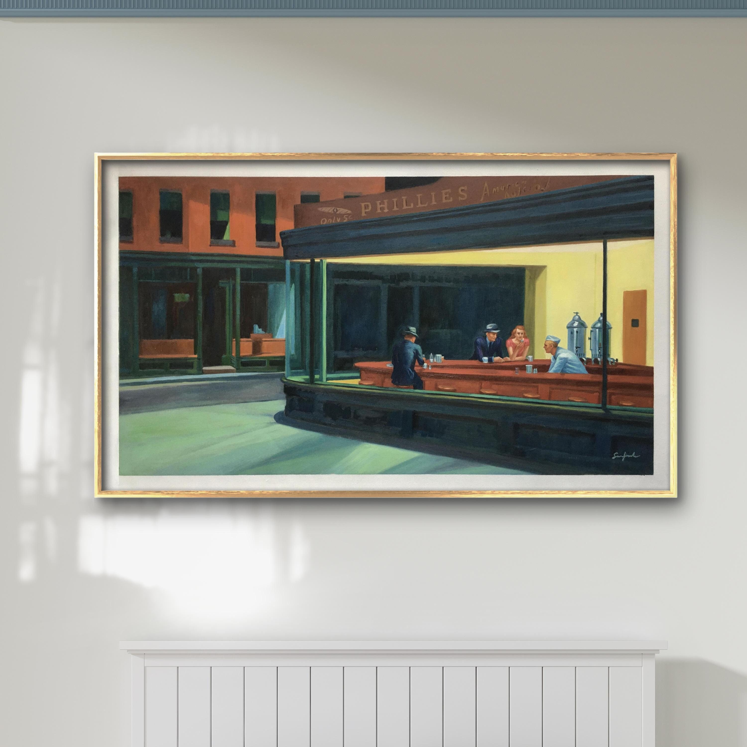 Edward Hopper Nighthawks Night Owls HANDMADE Oil on Canvas - Etsy