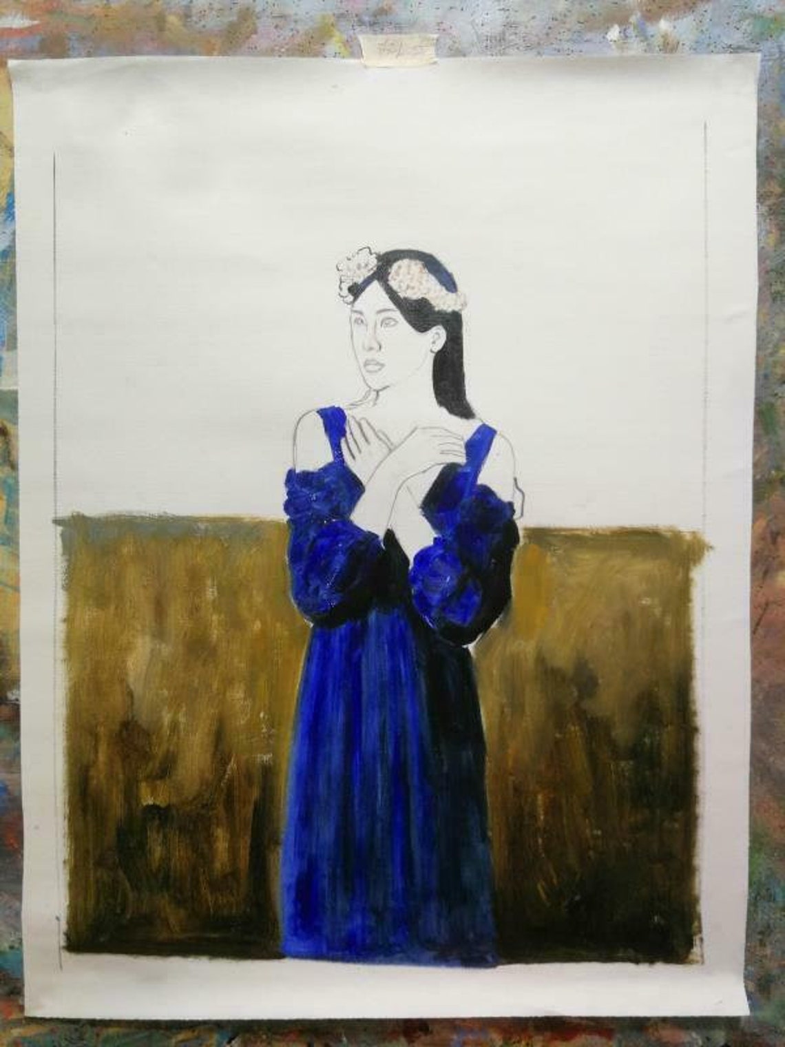 A Lady in Blue, Contemporary Art, 70 X 100 Cm, Oil Painting on Linen ...