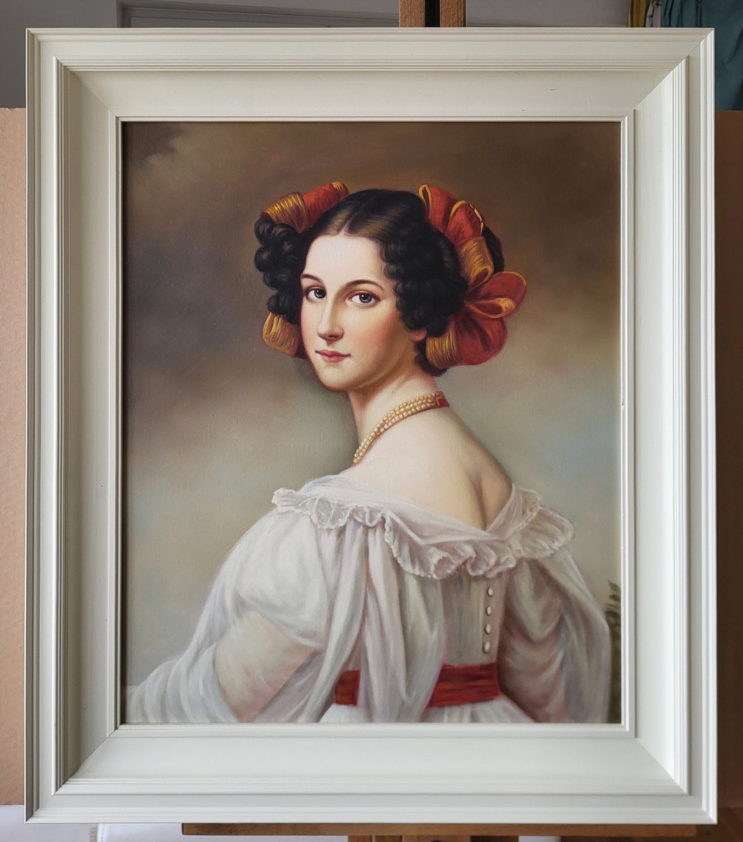 Joseph Karl Stieler - Portrait of Auguste Strobl 50 X 60 Cm Hand ...