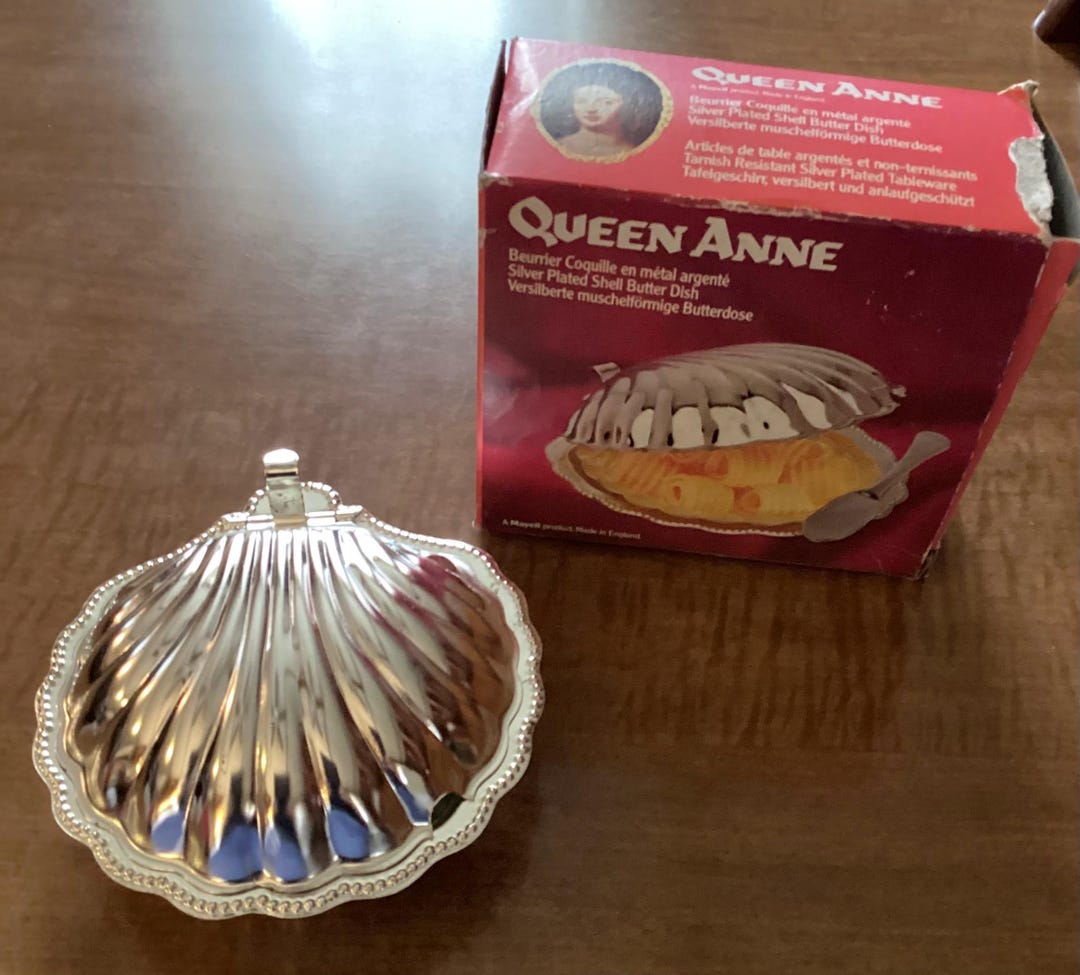 Vintage Mayell Shell Butter Dish With Glass Insert "queen Anne" - Etsy