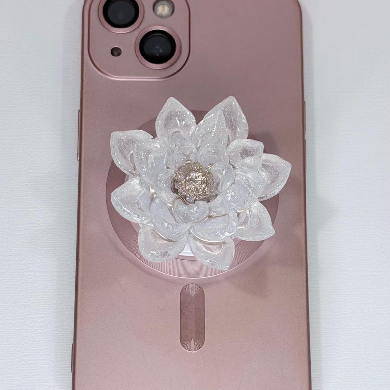 Resin Lotus Flower, Phone Accessories, Gold Phone Grip, Flower Phone ...