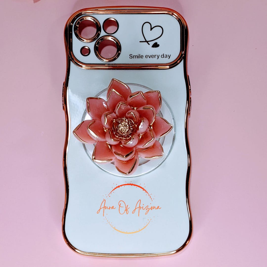 Resin Lotus Flower, Phone Accessories, Gold Phone Grip, Flower Phone ...