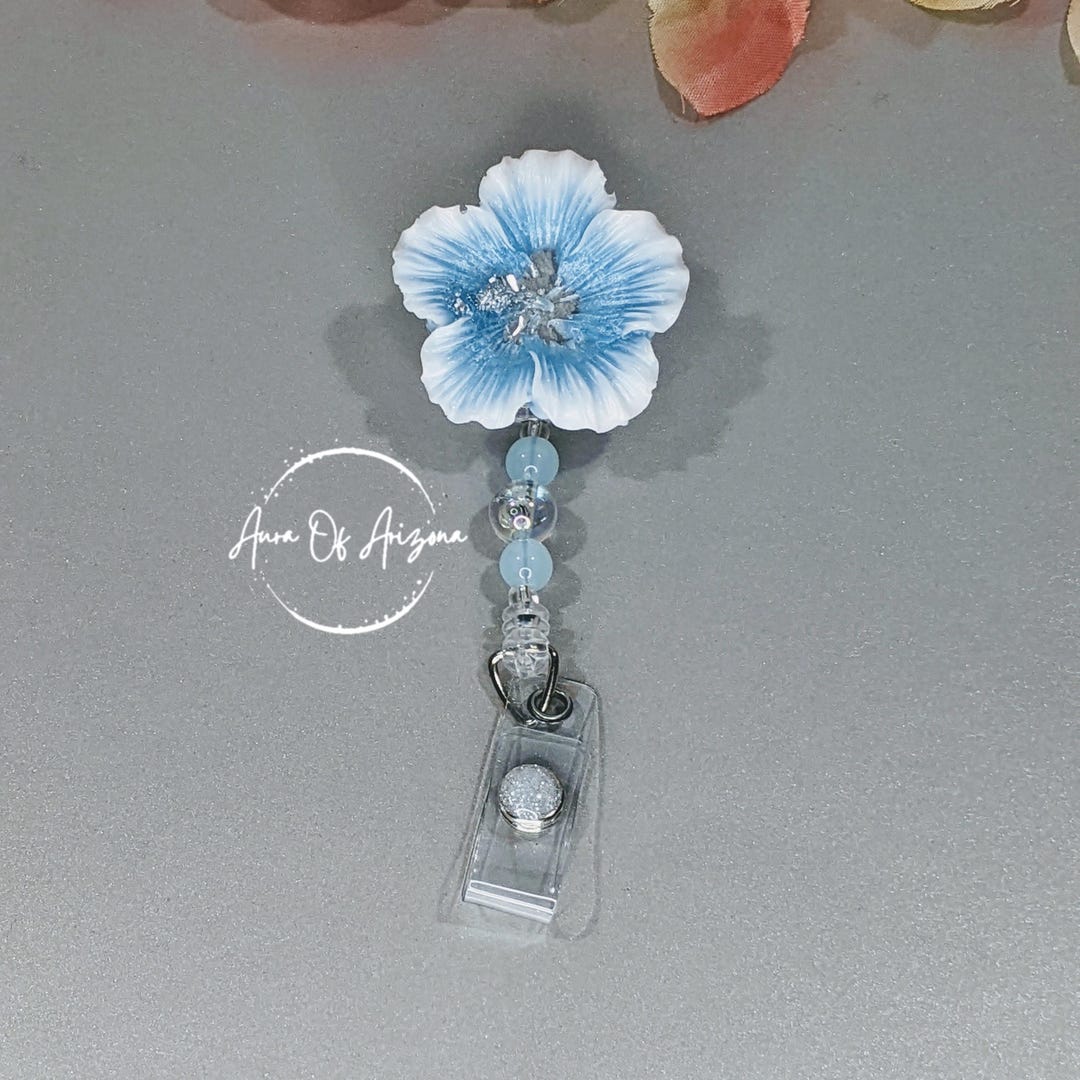 Resin Hibiscus Badge Reel: Floral ID Holder, Healthcare Gift - Etsy