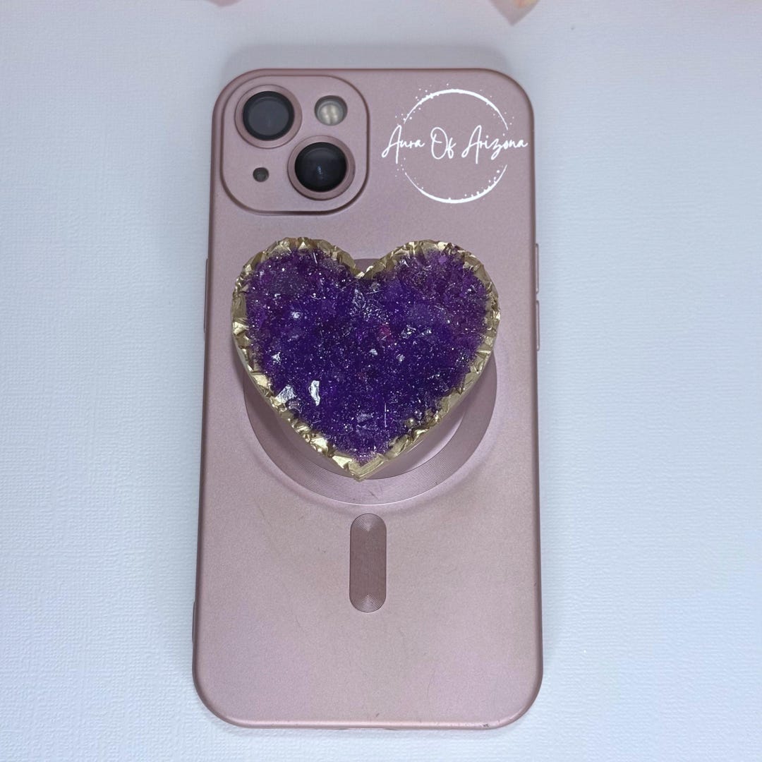 Resin Geode Heart Phone Grip: Purple Druzy Phone Stand - Etsy