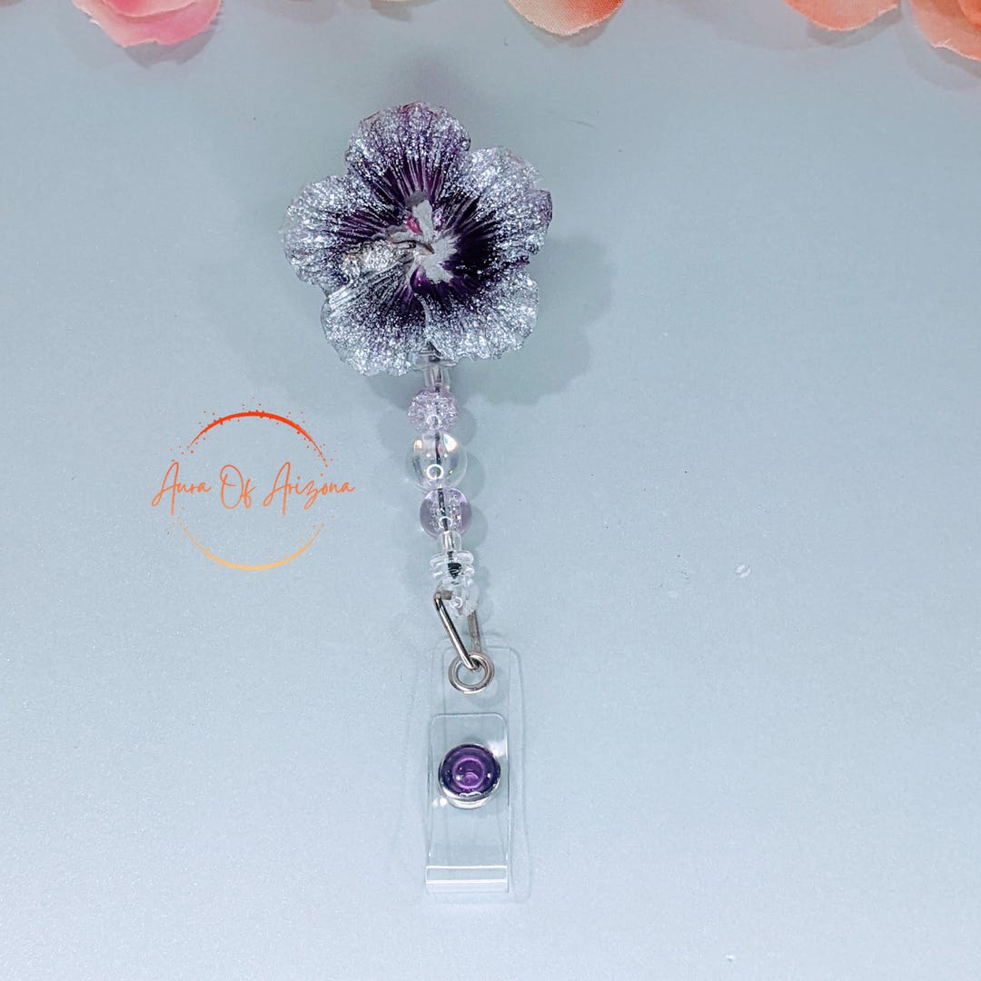 Resin Hibiscus Flower Badge Reel: Healthcare Worker Gift - Etsy
