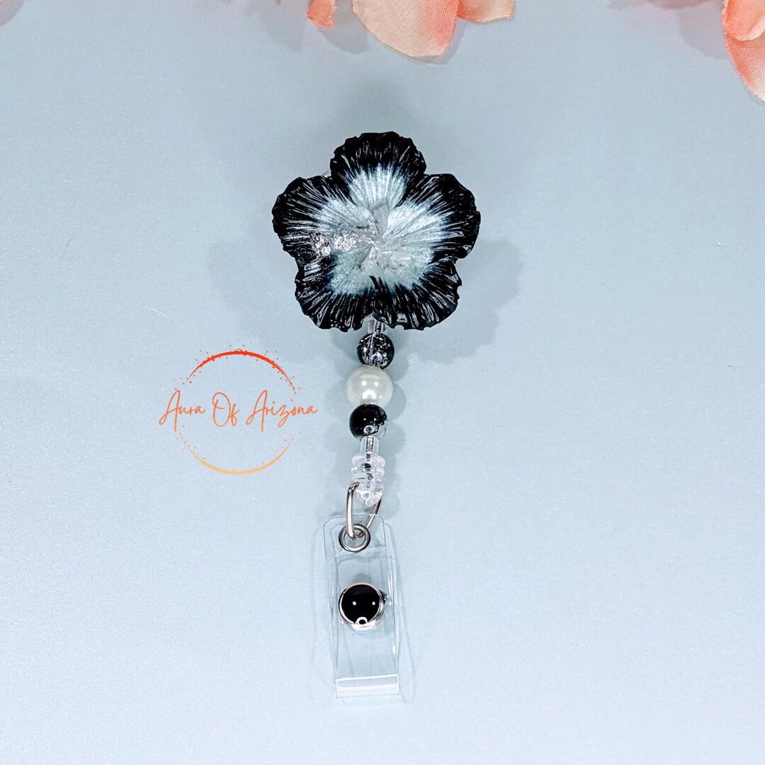 Resin Hibiscus Badge Reel: Floral ID Holder, Healthcare Gift ...