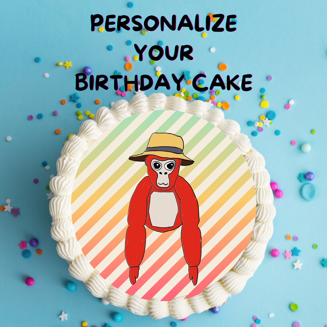 Gorilla Tag PFP, Red Monkey With Straw Hat Gamer Merch Monke Gorilla VR ...