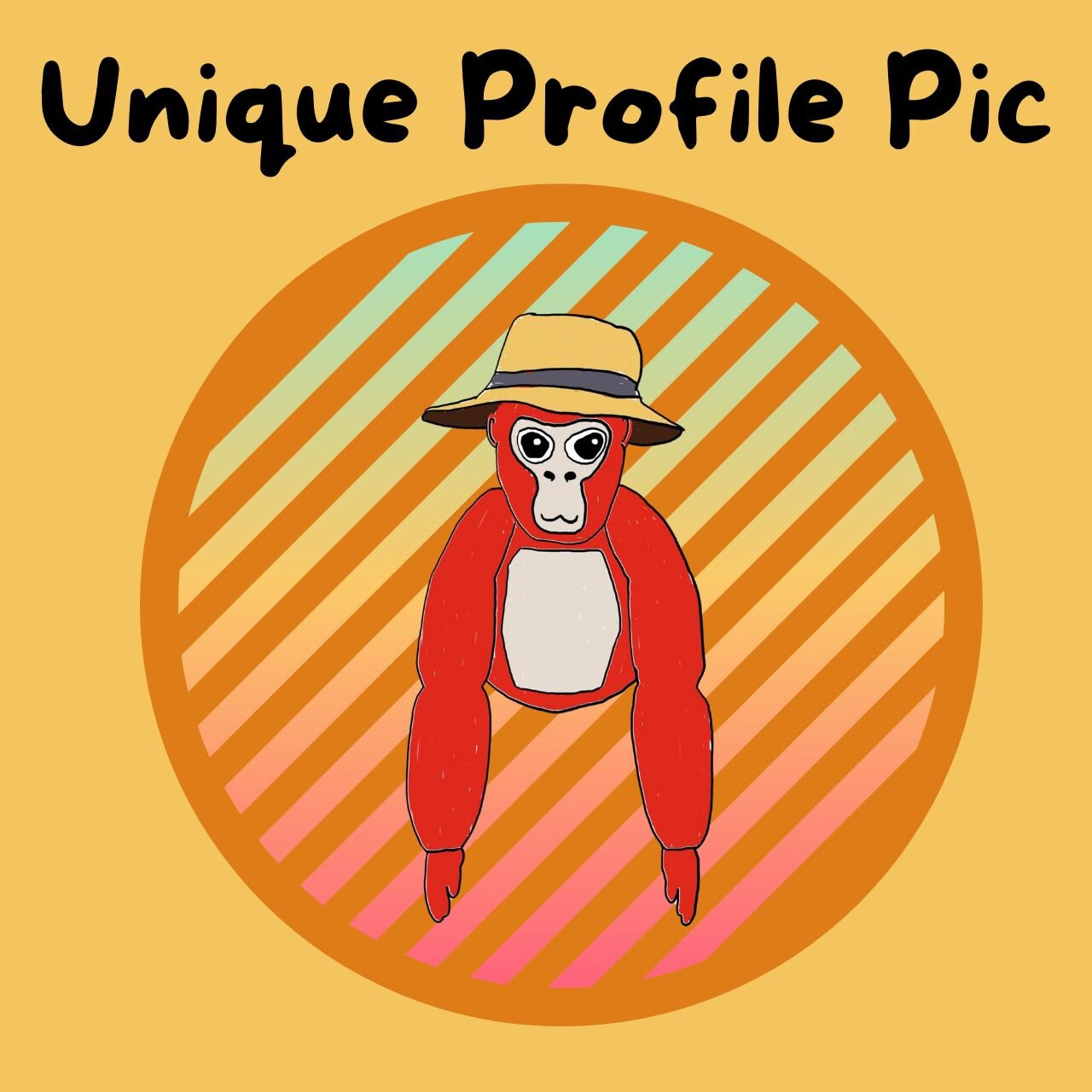 Gorilla Tag PFP, Red Monkey With Straw Hat Gamer Merch Monke Gorilla VR ...
