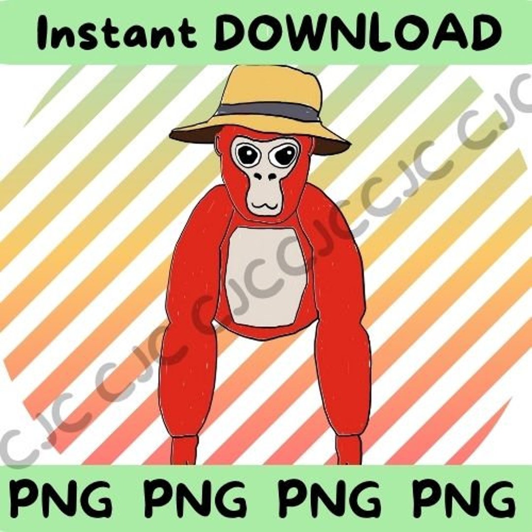Gorilla Tag PFP, Red Monkey With Straw Hat Gamer Merch Monke Gorilla VR ...