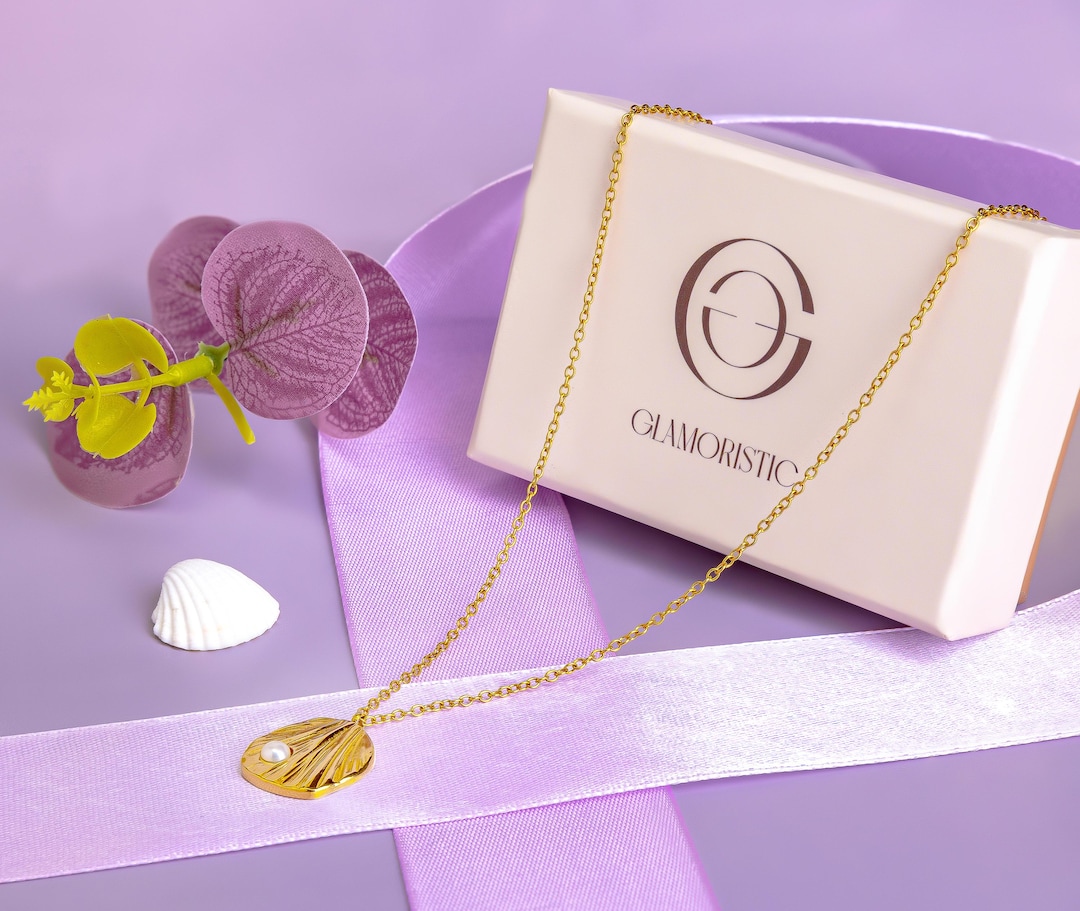 20 Inches Waterproof Shelly Seashell Freshwater Pearl Necklace • 18K ...