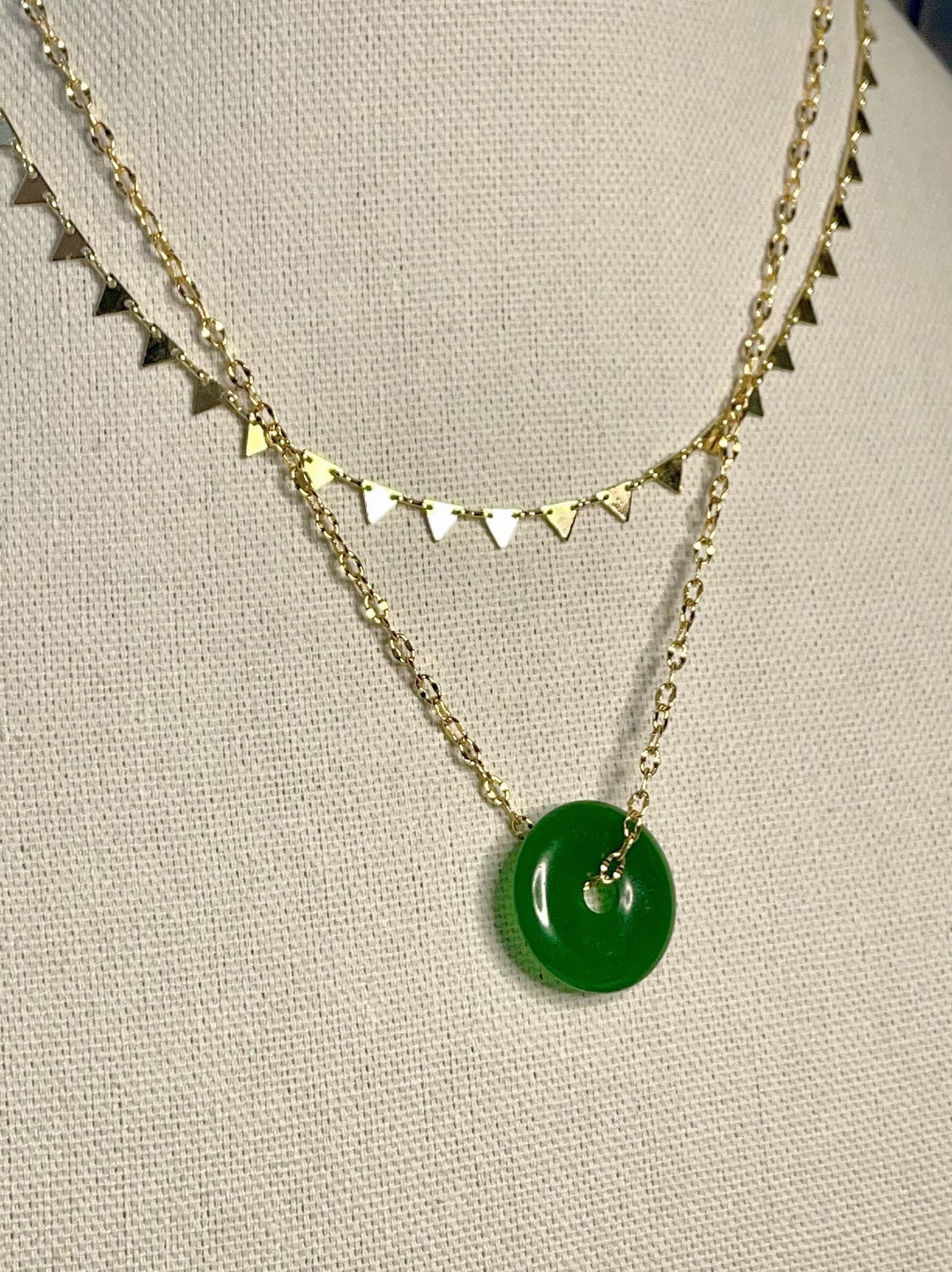 Jade Circle Pendant With Gold Neclace 21 - Etsy