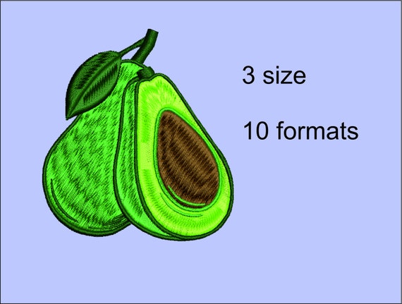 Avocado Machine Embroidery Design 3 sizes 10 formats. | Etsy