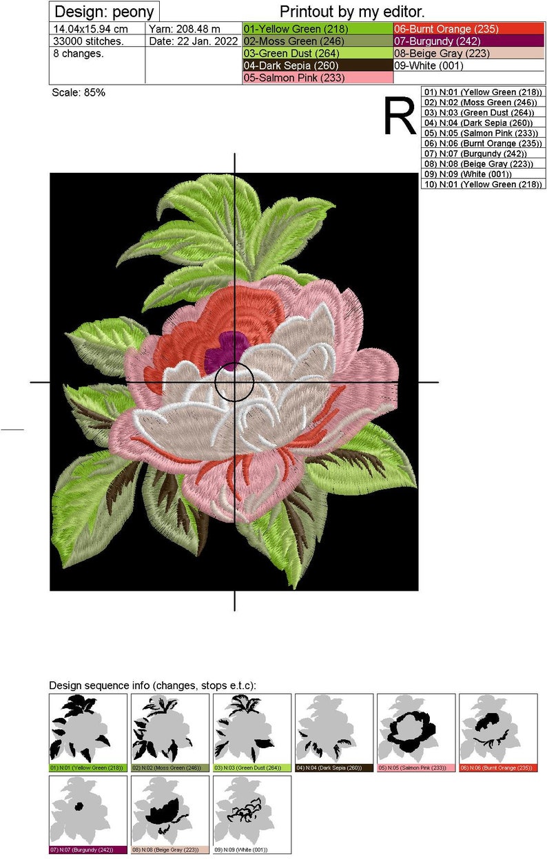 Peony, Flower, Machine Embroidery Design - Etsy