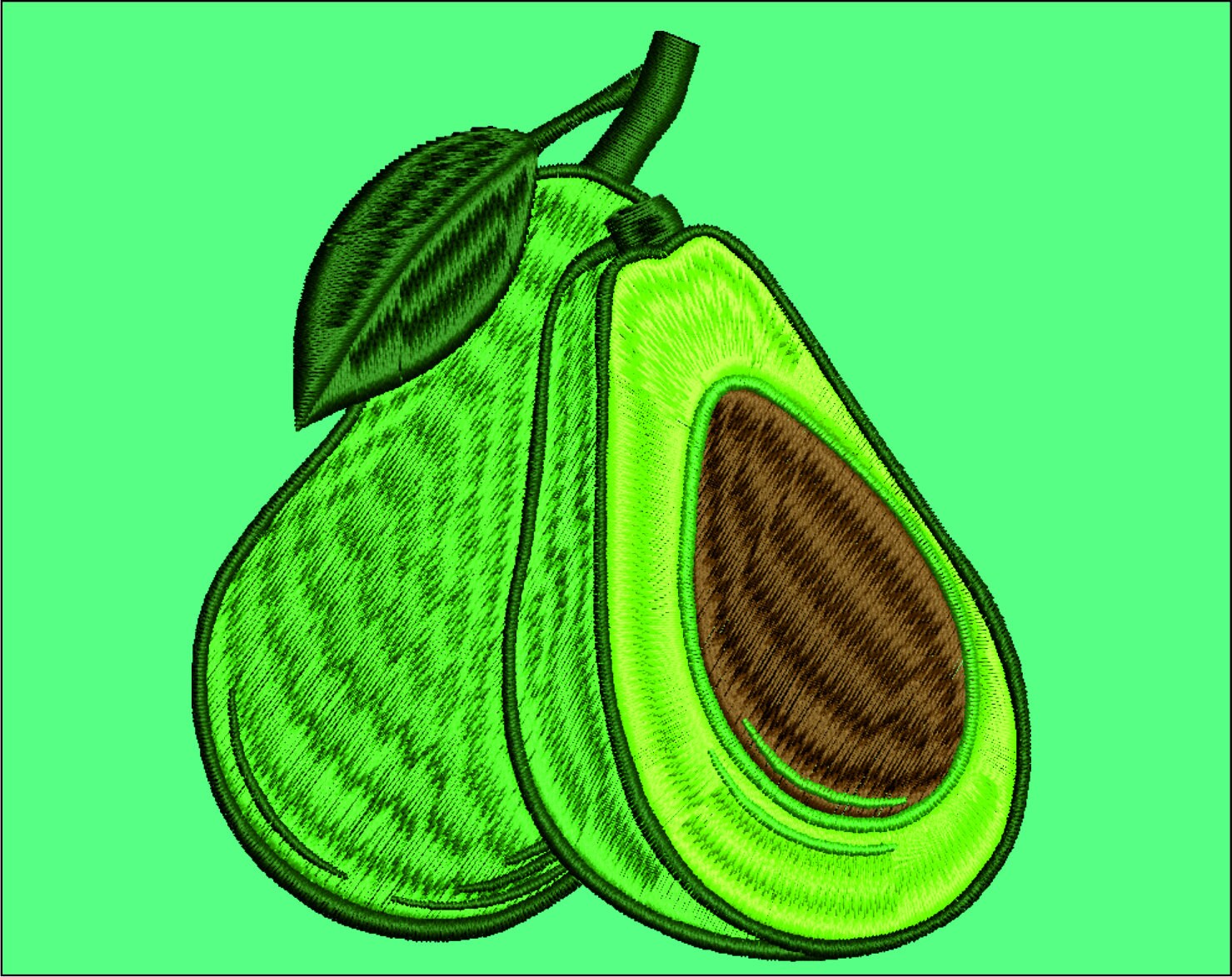 Avocado Machine Embroidery Design 3 Sizes - Etsy