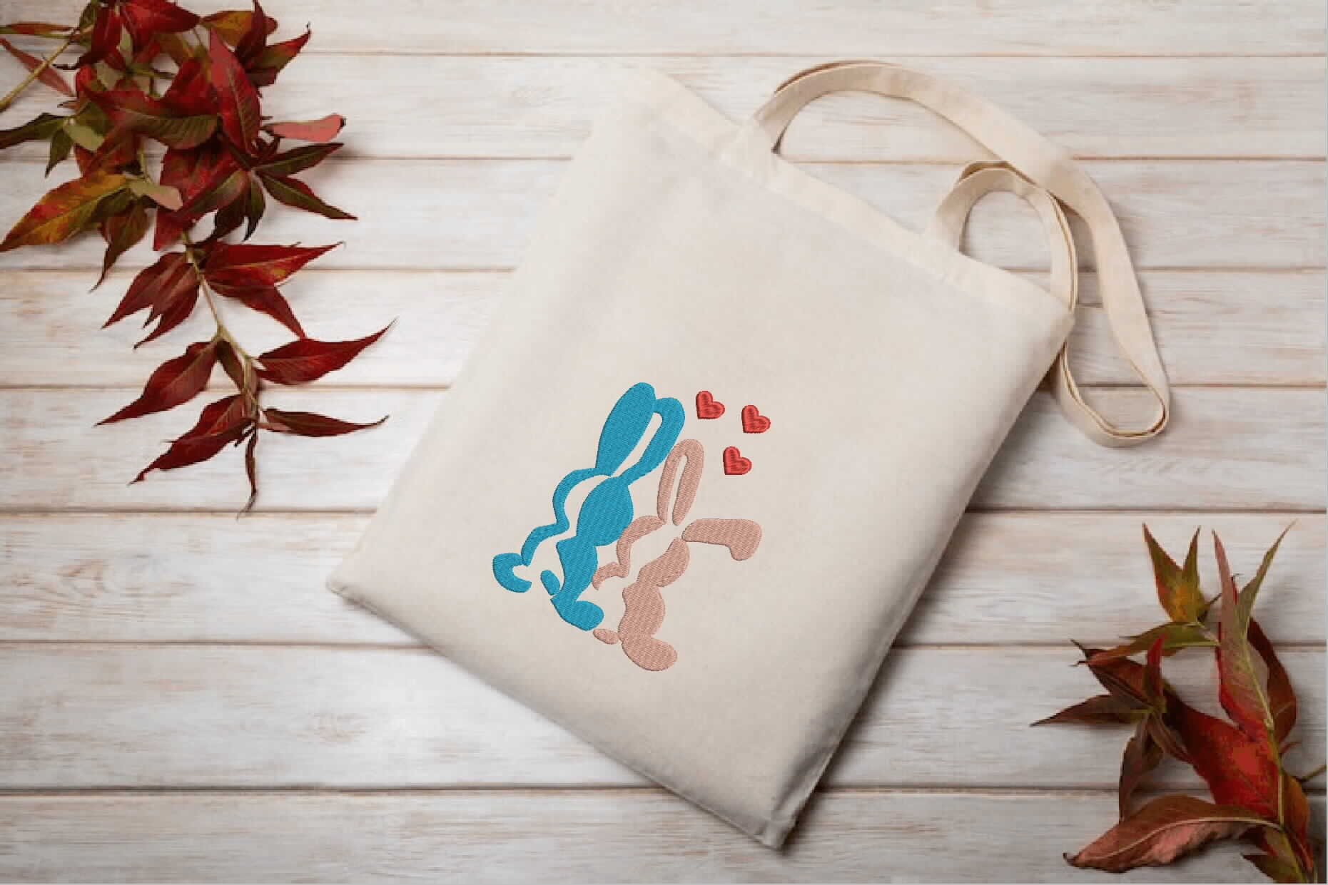 Bunny Rabbit Love Machine Embroidery Design, 10 Formats. Instant ...