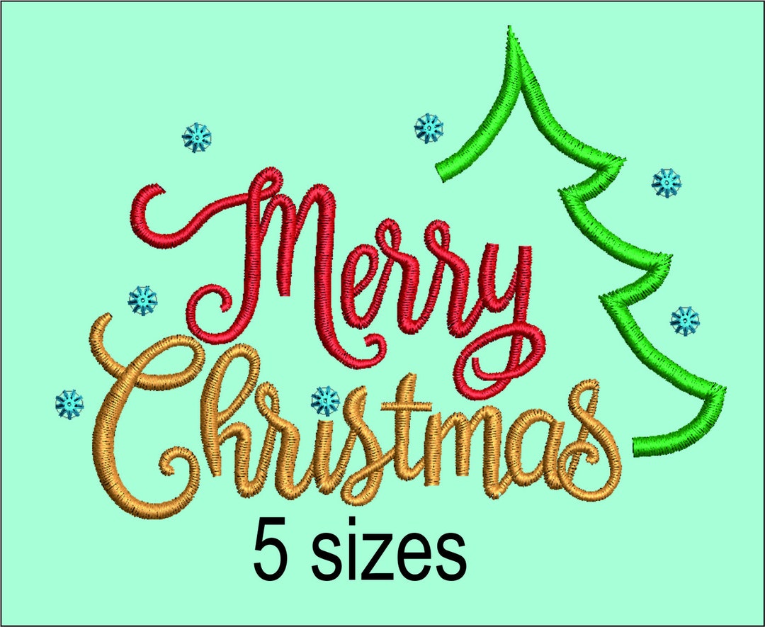 Merry Christmas,christmas Tree, Machine Embroidery Design, 5 Sizes ...