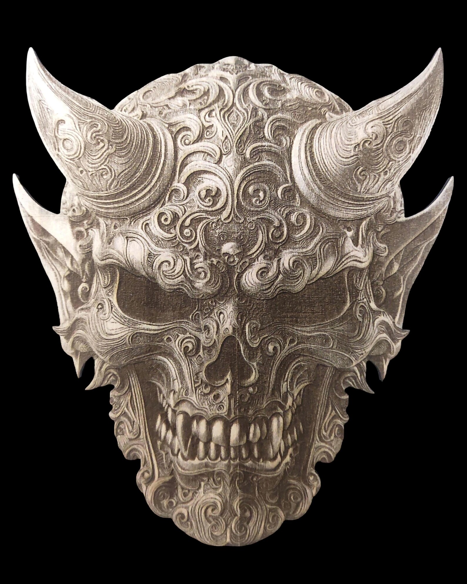 Japanese Oni Demon Mask 3D Illusion Laser Engraving File | Oni 3D ...