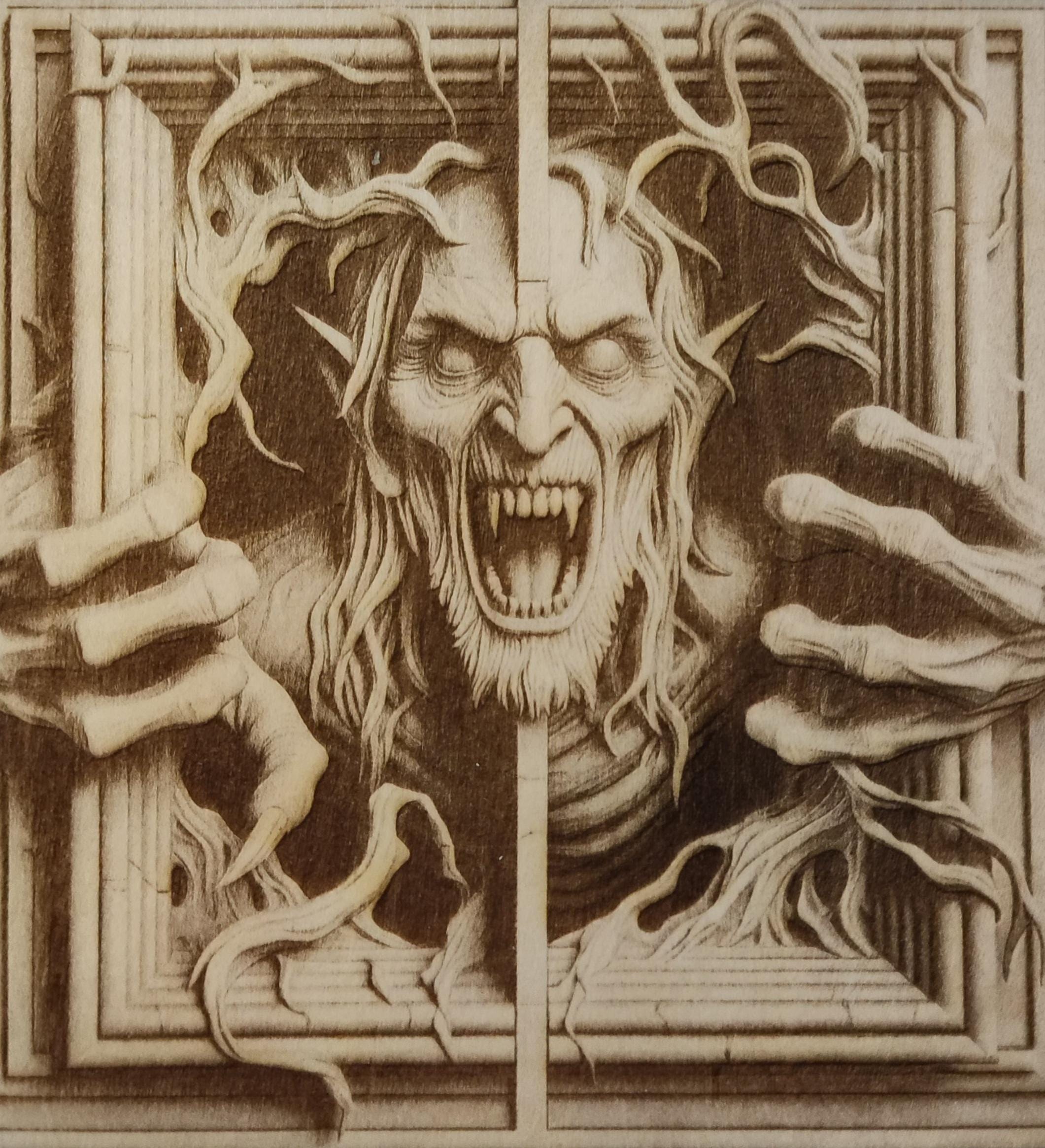 Imprisoned Monster 3D Illusion Laser Engraving File: Gothic Horror ...