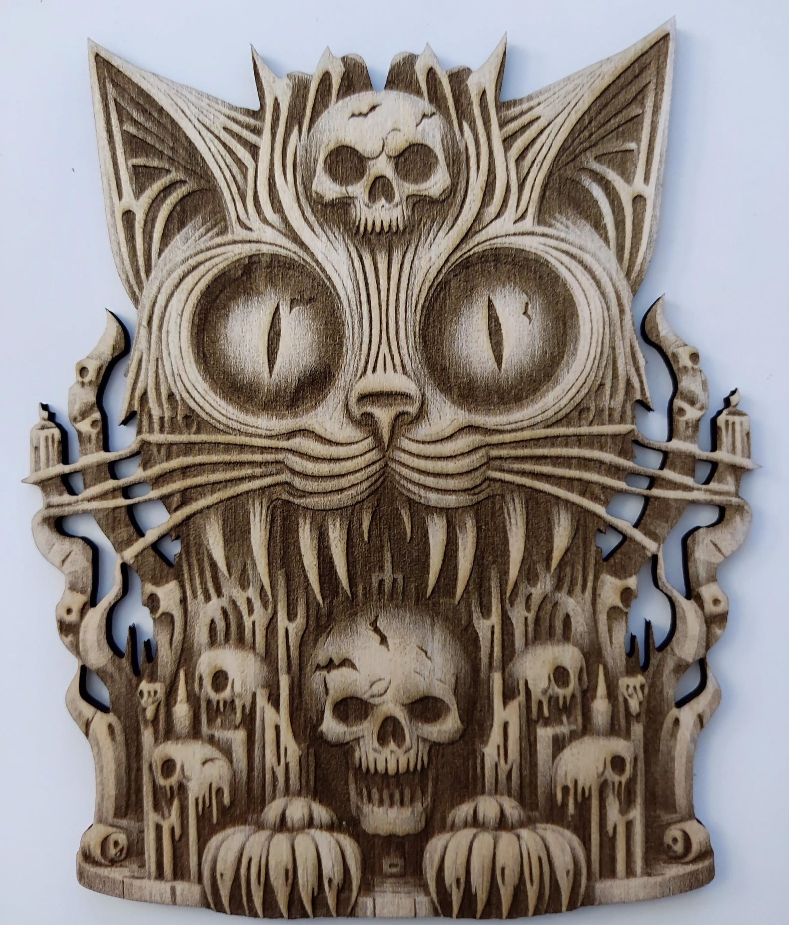 Halloween Black Cat Laser Engraving File: 3D Skull Candle Design - Etsy
