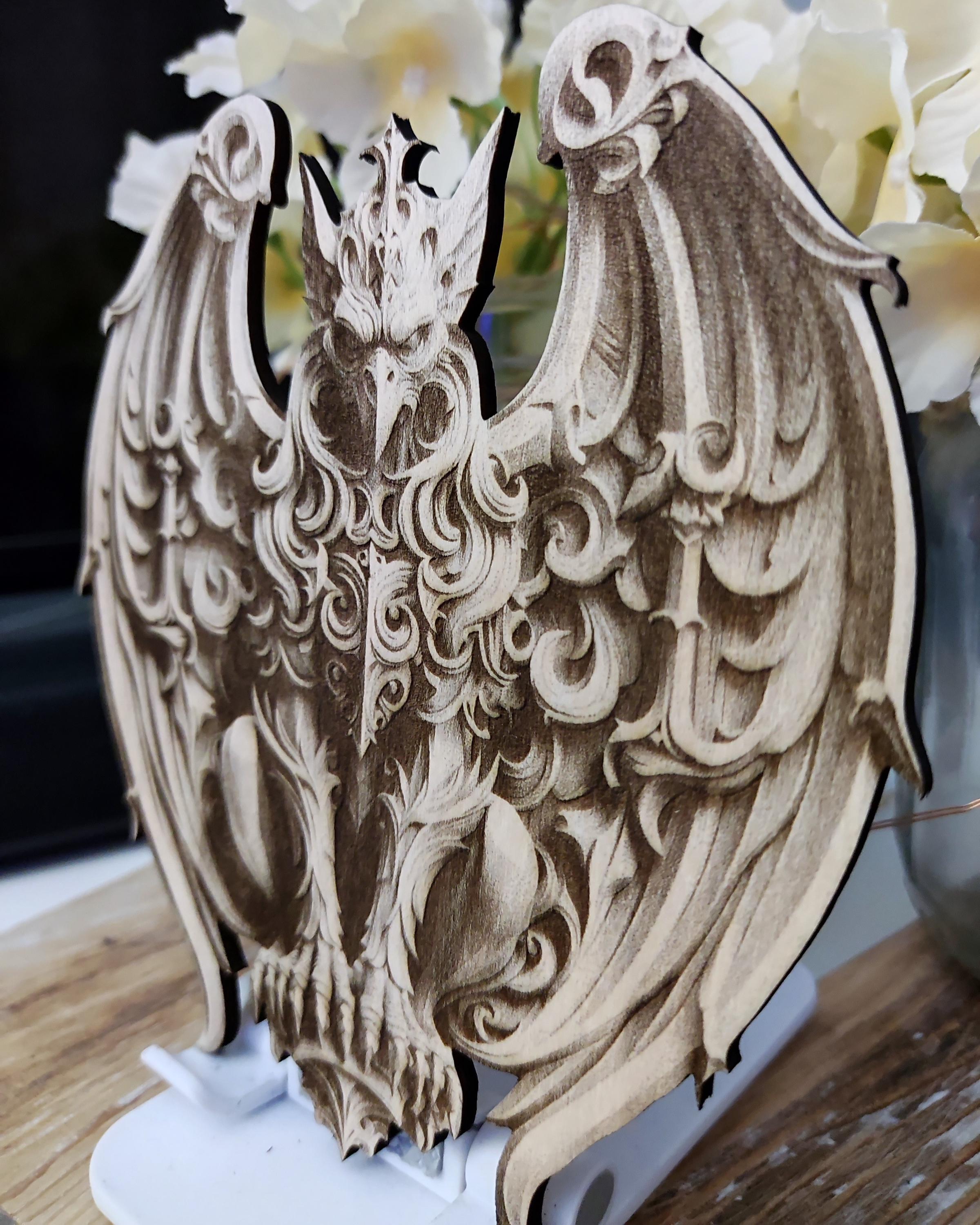 Terrifying Gargoyle Laser Engraving Design Gothic Horror Design for ...