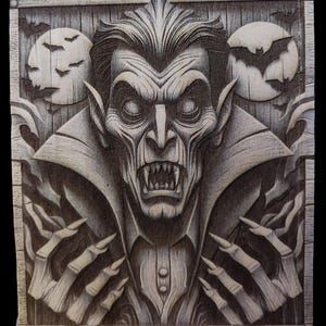 Stylized Vampire 3D Illusion Laser Engraving File | Dracula With Moon ...