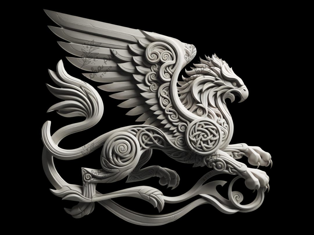Griffin 3D Illusion Laser Engraving File: Mythical Creature Design - Etsy