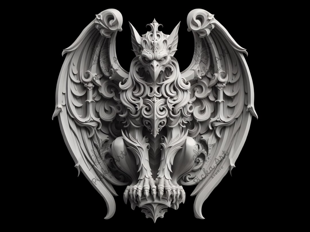 Gargoyle 3D Illusion Laser Engraving File: Gothic Guardian Artwork ...