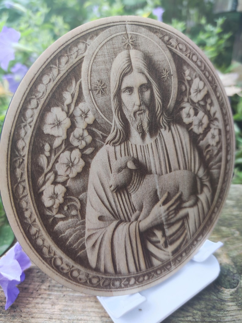 Jesus and Lamb Laser Engraving Design, Christian Faith Art, Religious ...