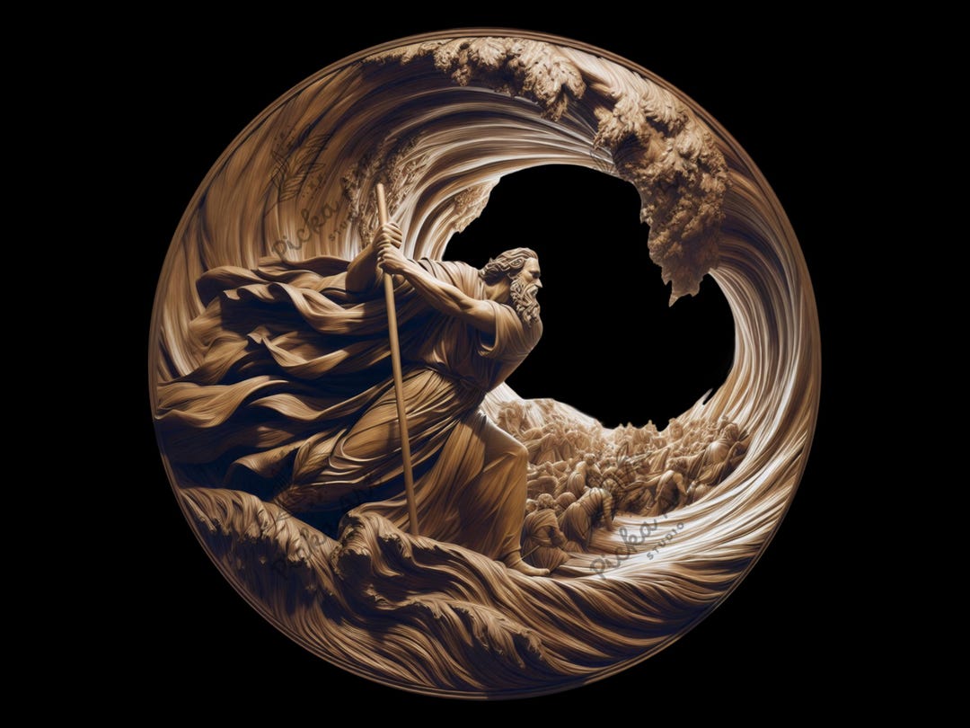 Moses 3D Illusion Laser Engraving File | Parting the Red Sea Laser Cut ...