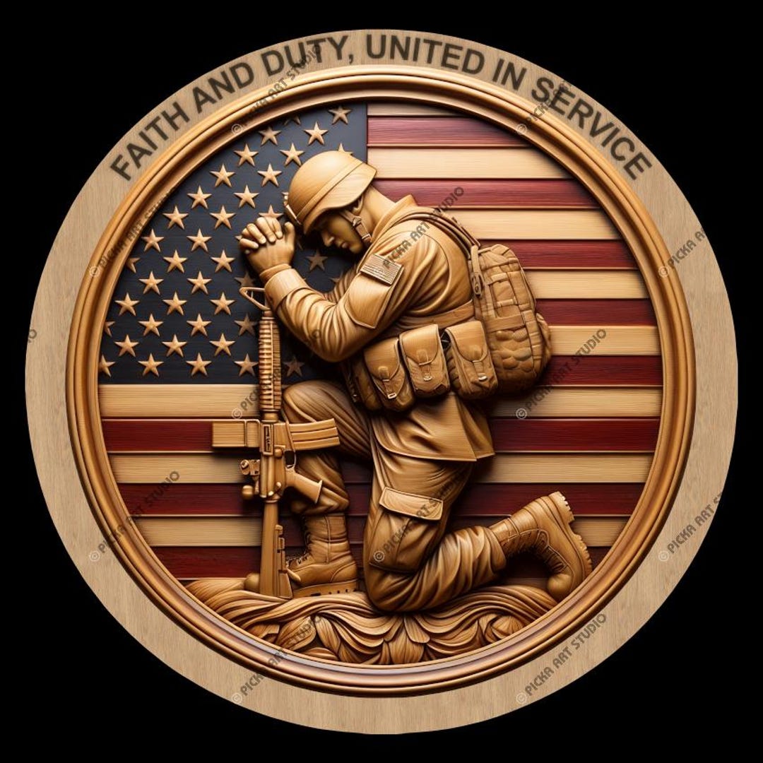 Kneeling Soldier 3D Illusion Laser Engraving Design Prayer Before ...