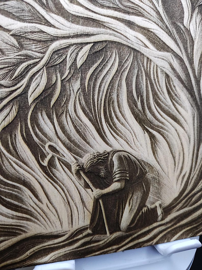 Burning Bush With Moses Laser Engraving File: Christian Wall Art ...