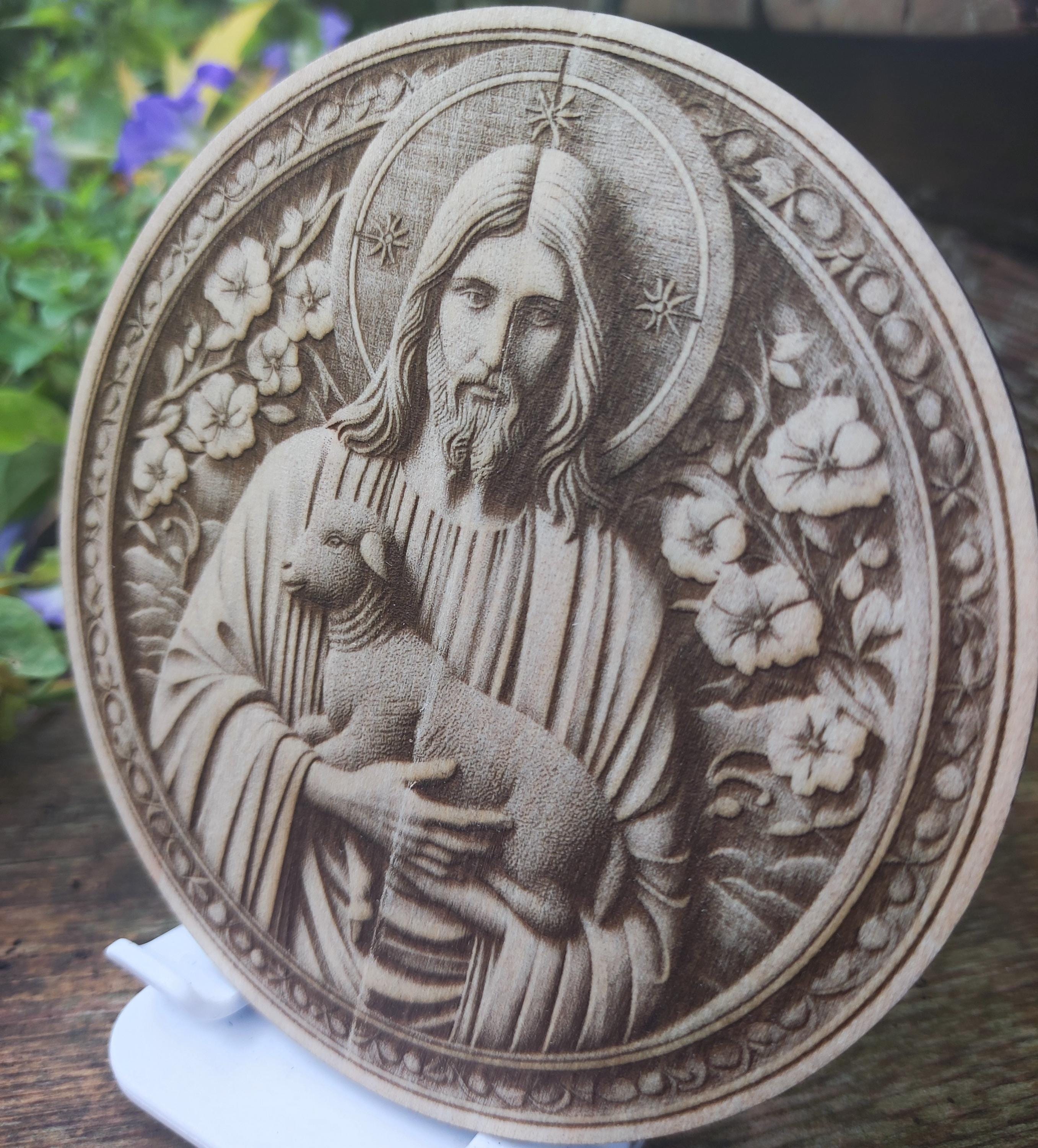 Jesus and Lamb Laser Engraving Design, Christian Faith Art, Religious ...