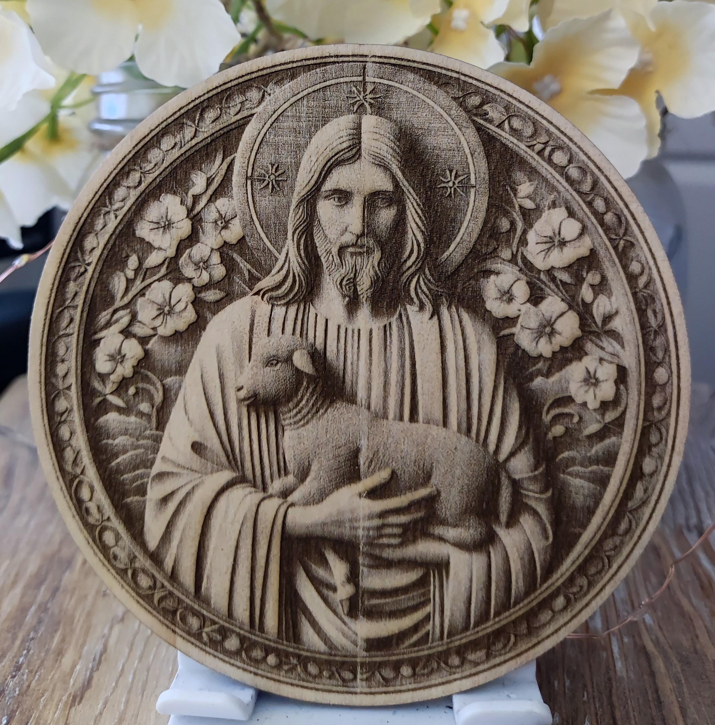 Jesus and Lamb Laser Engraving Design, Christian Faith Art, Religious ...