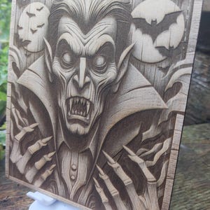 Stylized Vampire 3D Illusion Laser Engraving File | Dracula With Moon ...