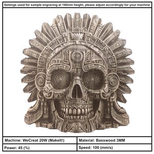 Aztec Skull 3D Illusion Laser Engraving File: Tribal Mask Art (digital ...