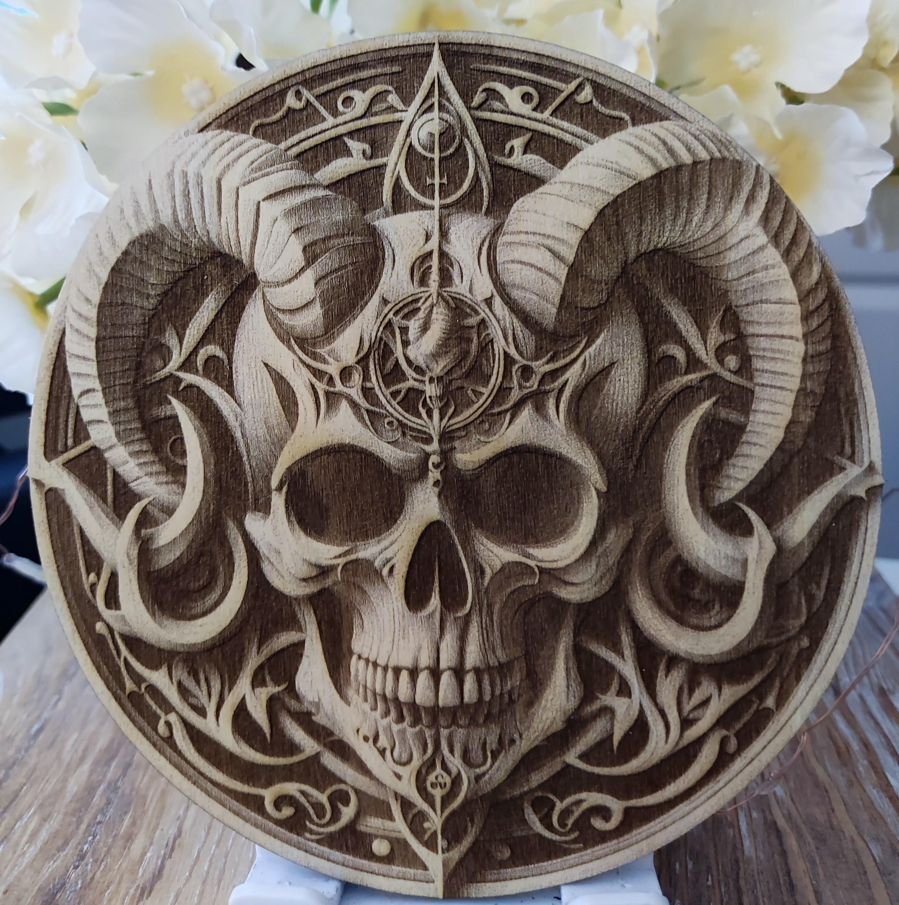 Demon Skull 3D Illusion Laser Engraving File – Devil Skull Digital ...
