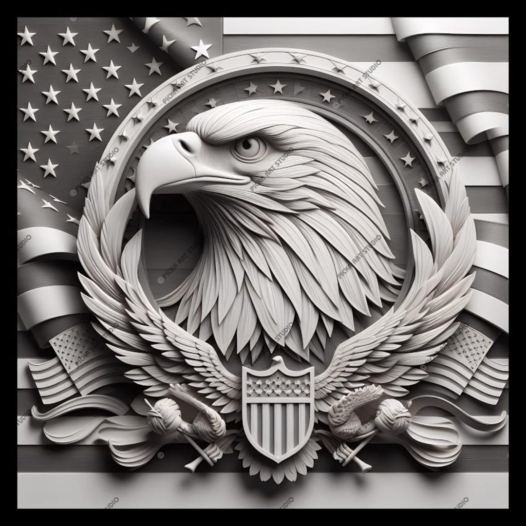 Eagle and American Flag Laser Engraving Design, Independence Day ...