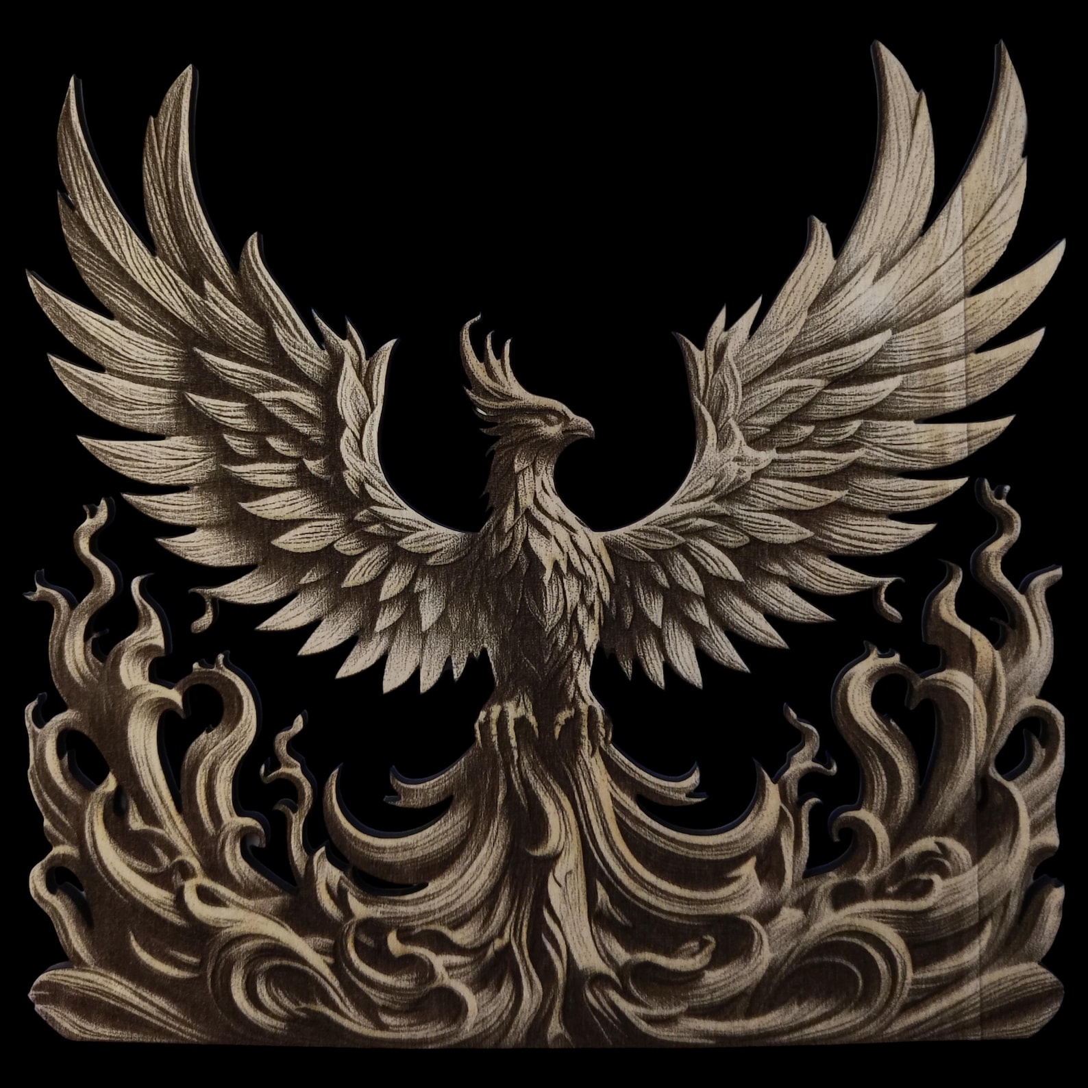 Phoenix 3D Illusion Laser Engraving File: Rebirth Symbol (digital ...
