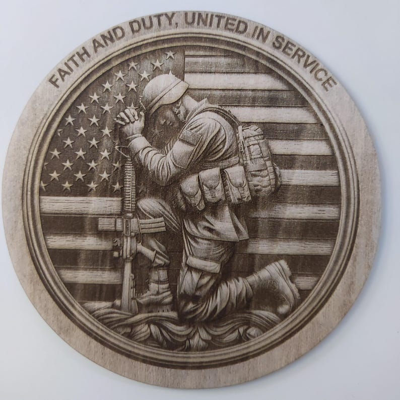 Kneeling Soldier 3D Illusion Laser Engraving File: Military Tribute ...