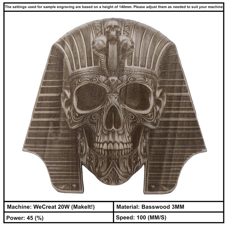 Egyptian Skull 3D Illusion Laser Engraving Design Pharaohs Curse ...