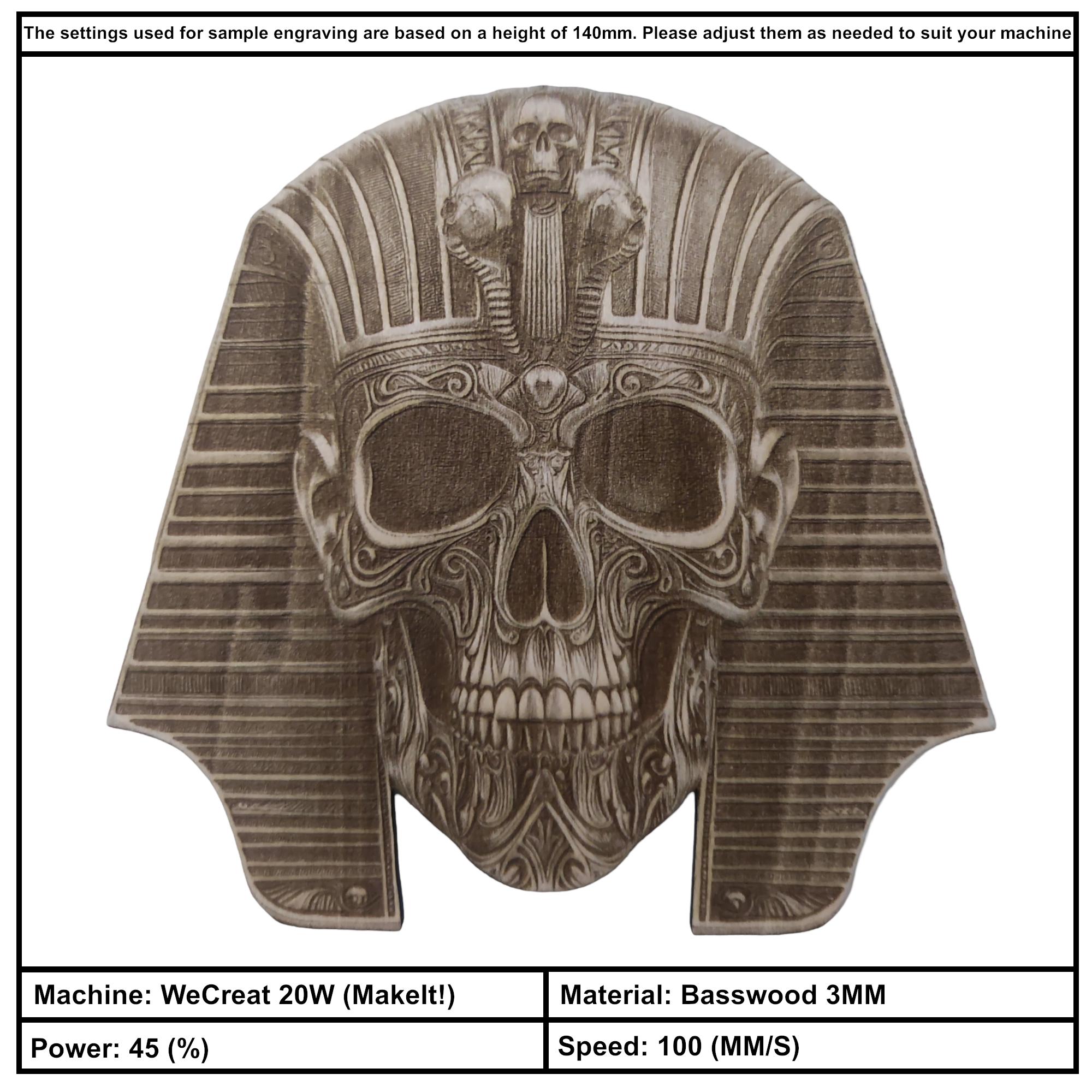 Egyptian Skull 3D Illusion Laser Engraving Design Pharaohs Curse ...