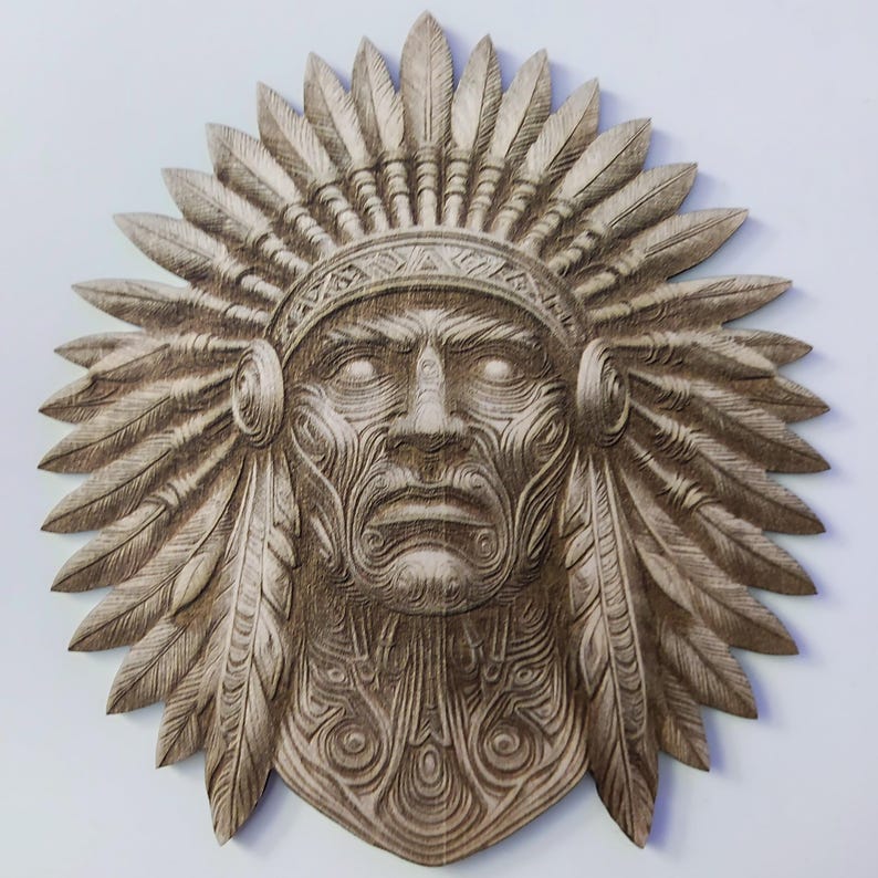 Native American Portrait 3D Illusion Laser Engraving Design American ...